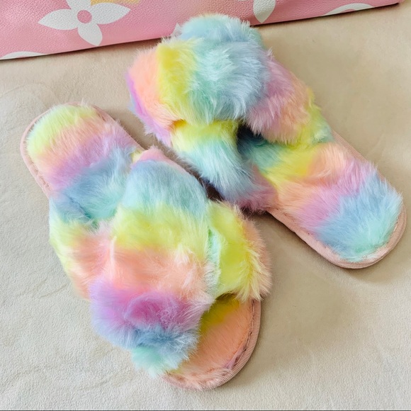 Shoes | A Cross Between Colorscriss Cross Fur Slippers | Poshmark